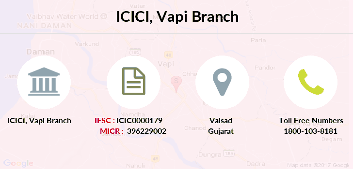 ICICI Vapi IFSC Code ICIC0000179