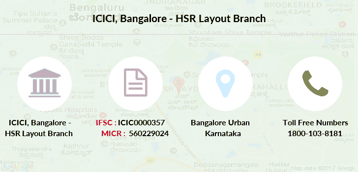 ICICI HSR Layout Bangalore IFSC Code ICIC0000357