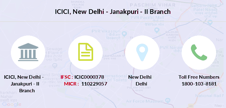 ICICI New Delhi - Janakpuri - II IFSC Code ICIC0000378