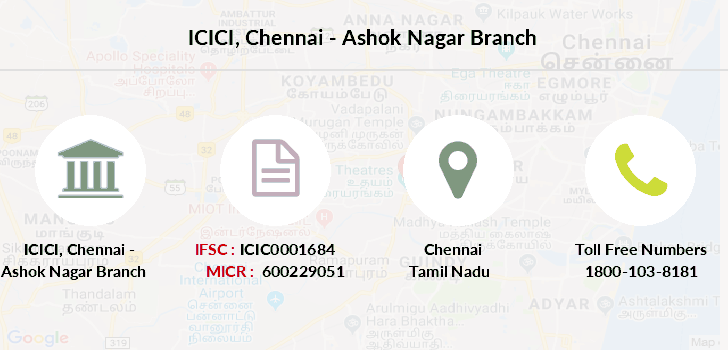 Icici Chennai Ashok Nagar Ifsc Code Icic0001684