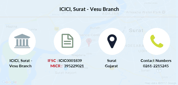 ICICI Surat - Vesu IFSC Code ICIC0001839