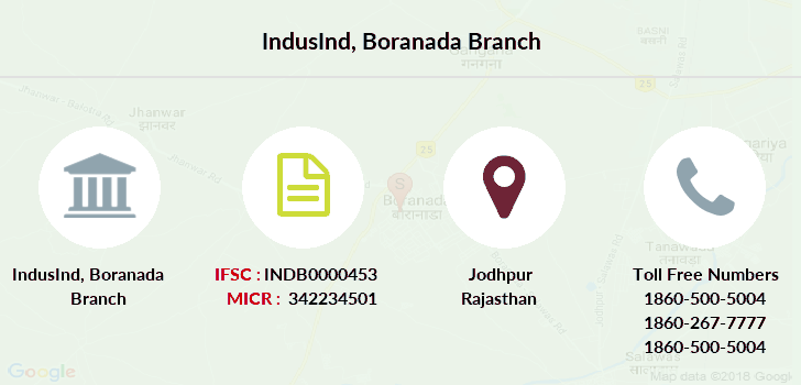IndusInd Boranada IFSC Code INDB0000453