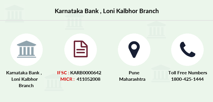 Karnataka Bank Loni Kalbhor IFSC Code KARB0000642