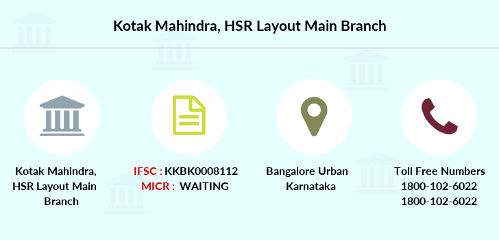 Kotak Mahindra HSR Layout Main IFSC Code KKBK0008112