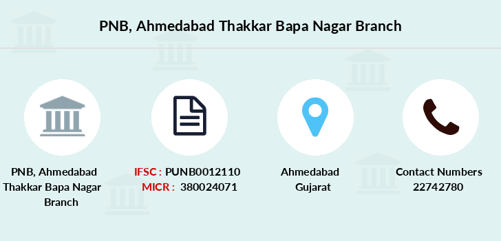 PNB Ahmedabad Thakkar Bapa Nagar IFSC Code PUNB0012110