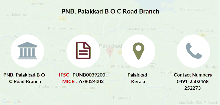 PNB Palakkad B O C Road IFSC Code PUNB0039200