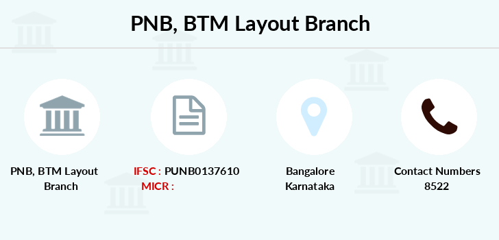 PNB BTM Layout IFSC Code PUNB0137610
