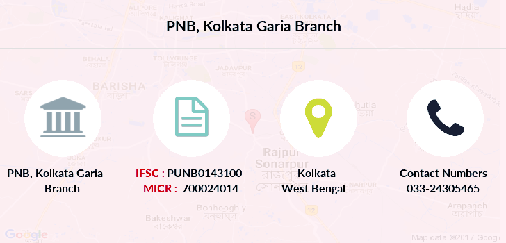 PNB Kolkata Garia IFSC Code PUNB0143100