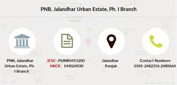 PNB Jalandhar Urban Estate, Ph. I IFSC Code PUNB0411200