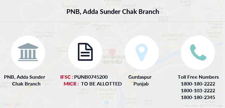 PNB Adda Sunder Chak IFSC Code PUNB0745200