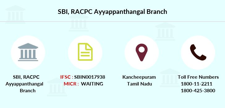 SBI RACPC Ayyappanthangal IFSC Code SBIN0017938