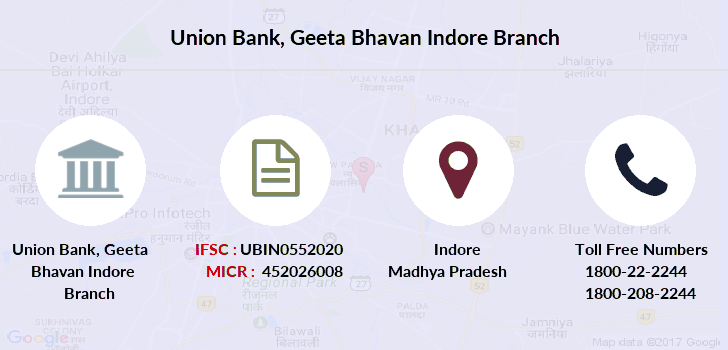 Union Bank Geeta Bhavan Indore IFSC Code UBIN0552020