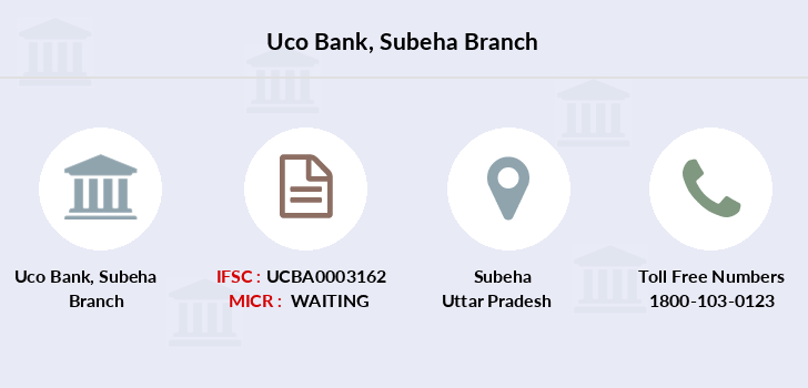 Uco Bank Subeha IFSC Code UCBA0003162