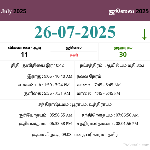 பஞ்சாங்கம் 18 ஜூன், 2025 | Tamil Panchangam 18-06-2025