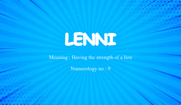 Lenni Name Meaning